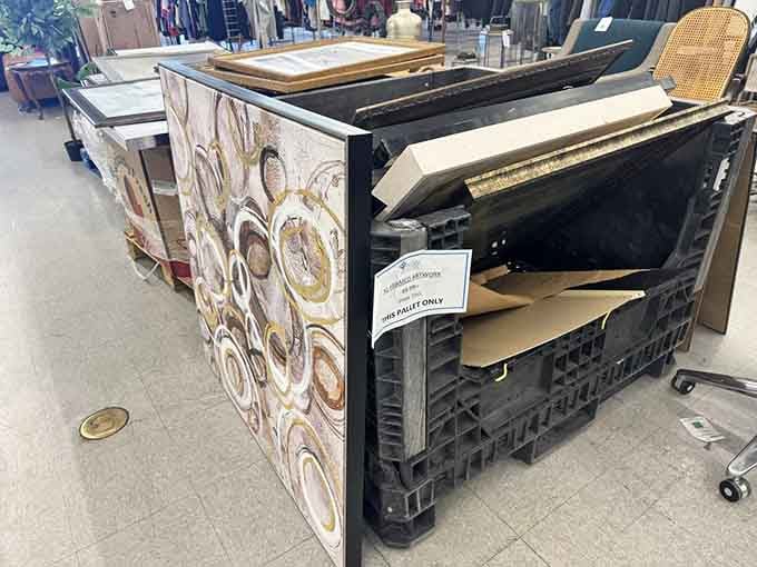 Art pieces waiting for the right wall, like actors at an audition. That abstract piece could be your living room's new conversation starter.