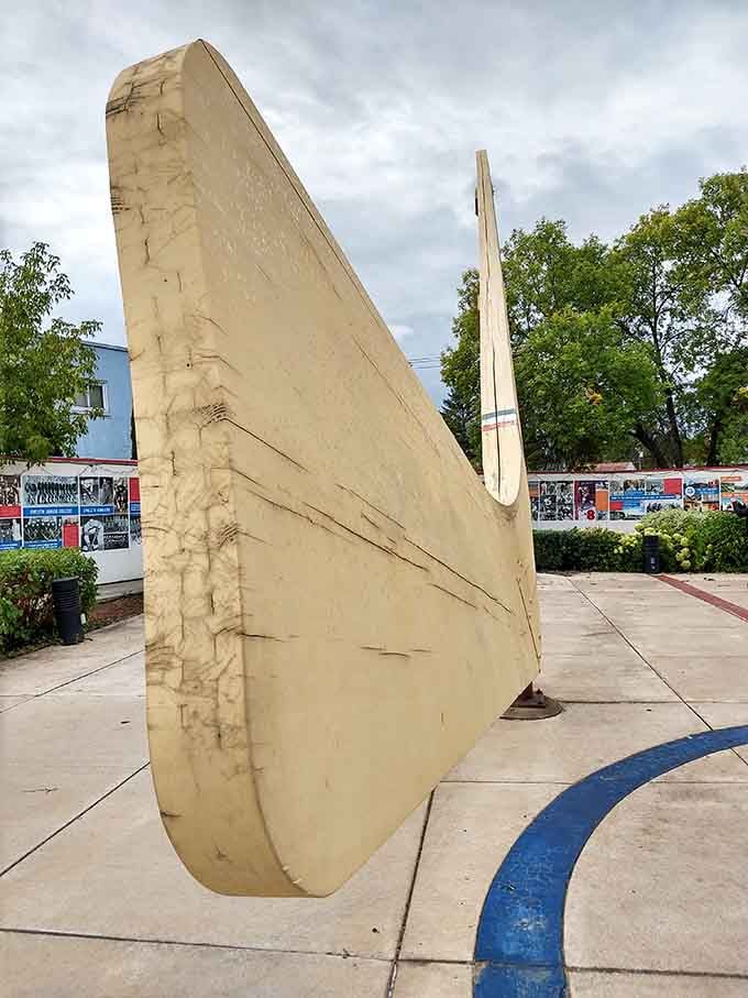 13. close up view of the giant hockey stick