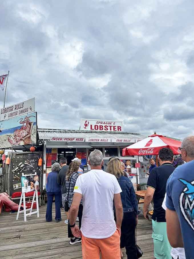 The pilgrimage of seafood lovers. The line at Sprague's isn't a deterrent&mdash;it's confirmation you've found the real deal worth waiting for.