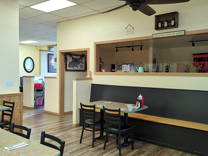 No fancy frills here &ndash; just clean lines, wooden accents, and the promise of honest food served in a space that feels like your favorite auntie's dining room.