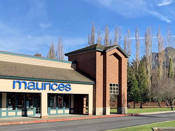Maurices anchors the corner with style options that transition seamlessly from outlet shopping to mountain town dining afterward.