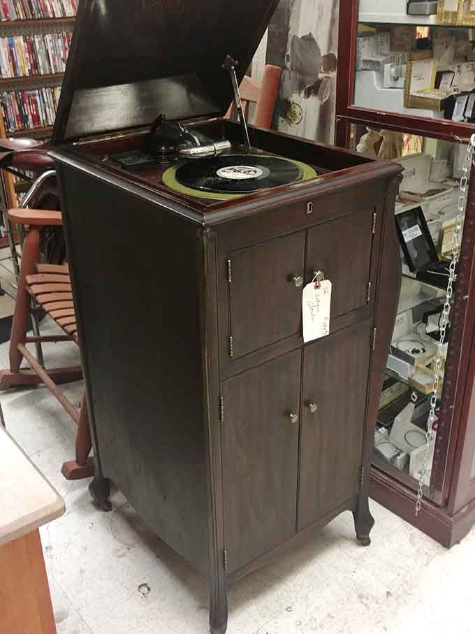 Not just a record player&mdash;a furniture-grade entertainment center! This phonograph cabinet has been waiting decades for your vinyl collection.