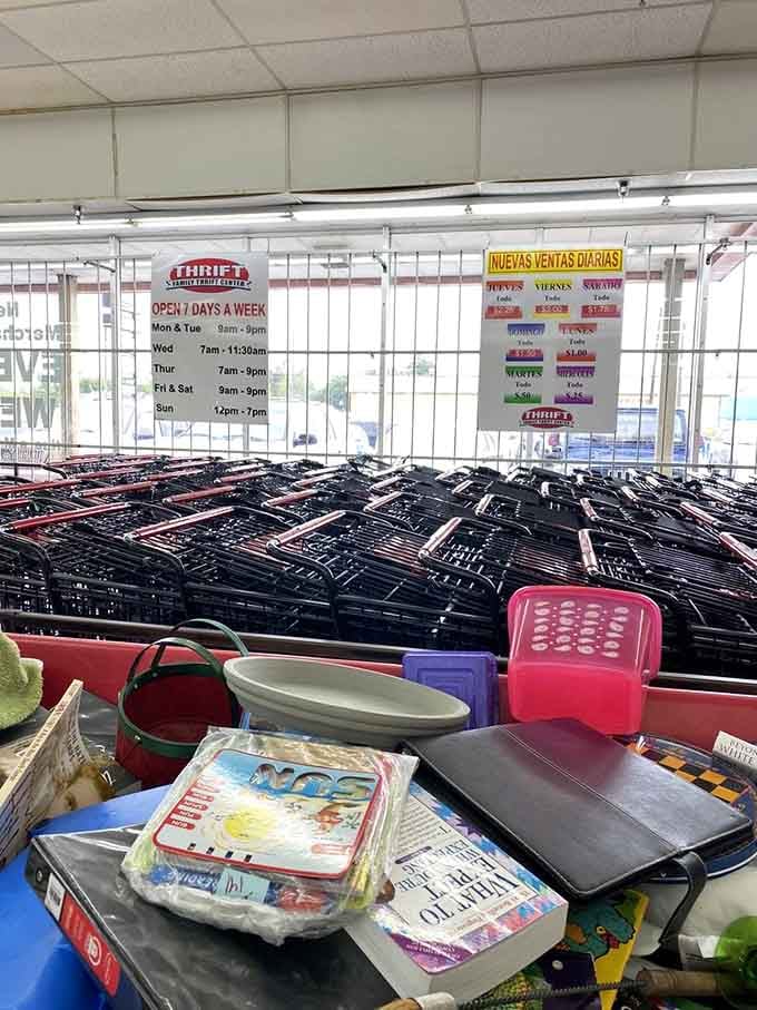 Books, bins, and bargains&mdash;the thrifter's trinity. That NFL game might be someone's nostalgic Saturday afternoon waiting to happen.