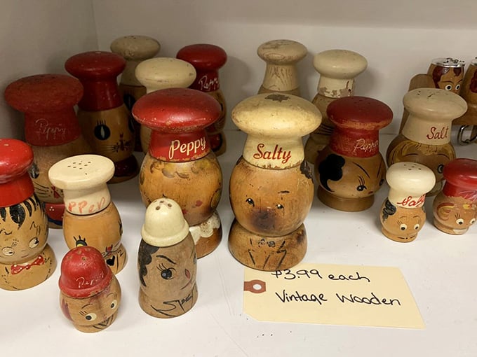 These vintage wooden salt and pepper shakers aren't just kitchen items&mdash;they're tiny ambassadors from mid-century America, complete with personality and patina.