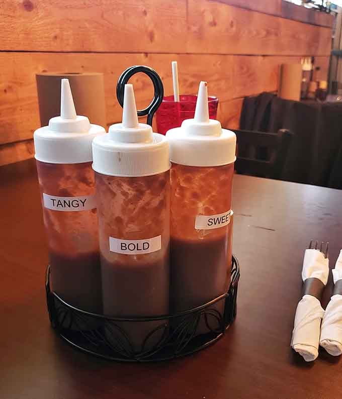 The holy trinity of BBQ sauces&mdash;Tangy, Bold, and Sweet. These squeeze bottles hold the power to customize your meat experience with just a gentle squeeze.