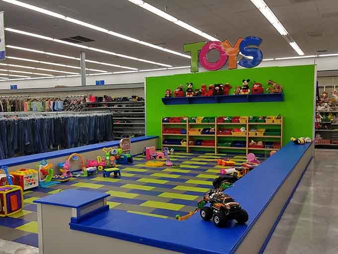 Toy story central: A primary-colored playground where yesterday's must-haves become tomorrow's treasures at a fraction of their original price.