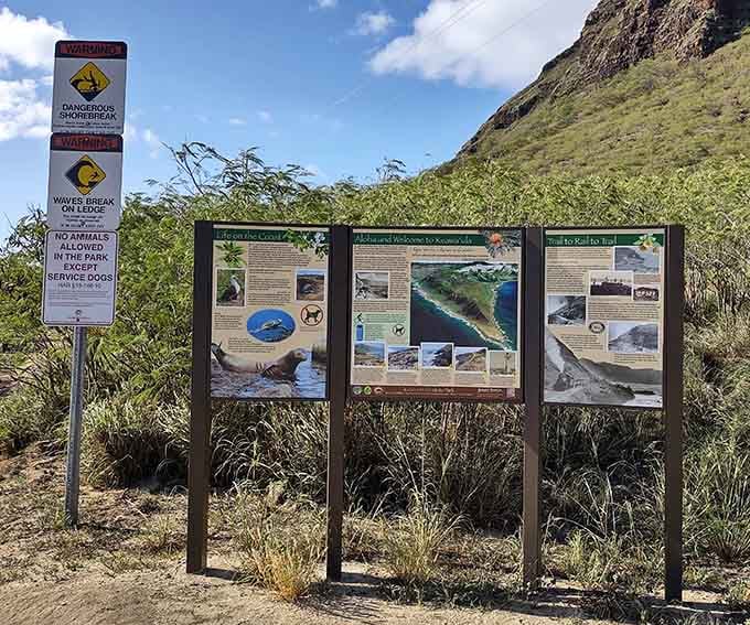 The Mokuleia section entrance sign, surrounded by fifty shades of green. Hawaii's version of "you have arrived."