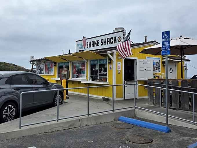 The cheerful little building with ocean views delivers thick shakes and simple burgers that define California beach life.