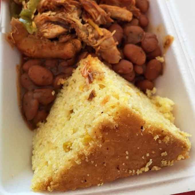 Cornbread so golden it could star in its own commercial, supporting actor to the main event of smoked perfection.