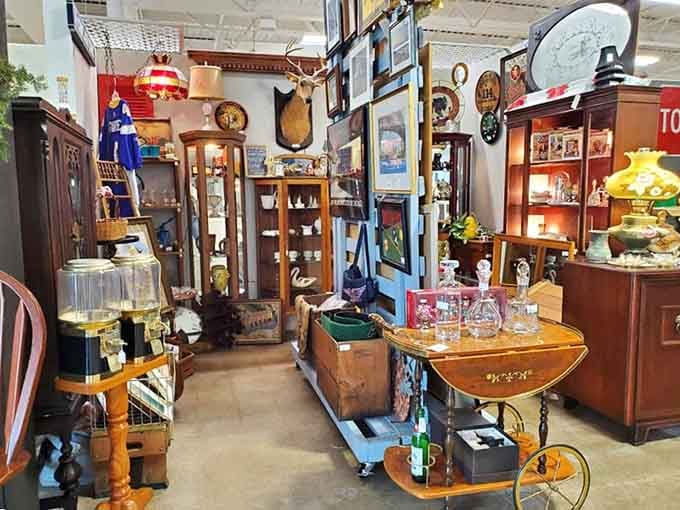 Narrow aisles overflow with treasures stacked floor to ceiling, rewarding patient explorers handsomely.