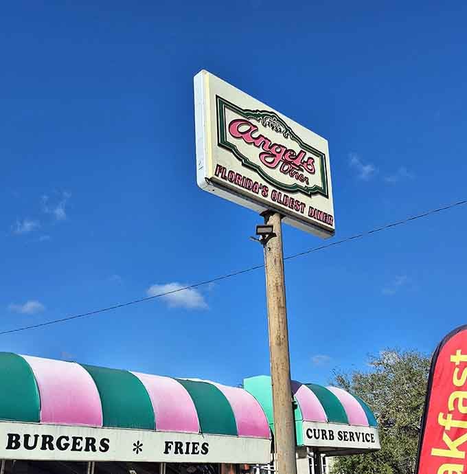 This vintage sign proudly declares Florida's oldest diner status, and one visit proves they've earned that title honestly.