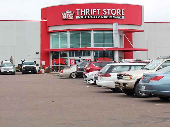 The building's exterior on a cloudy day, still managing to look cheerful despite Colorado's moody weather.