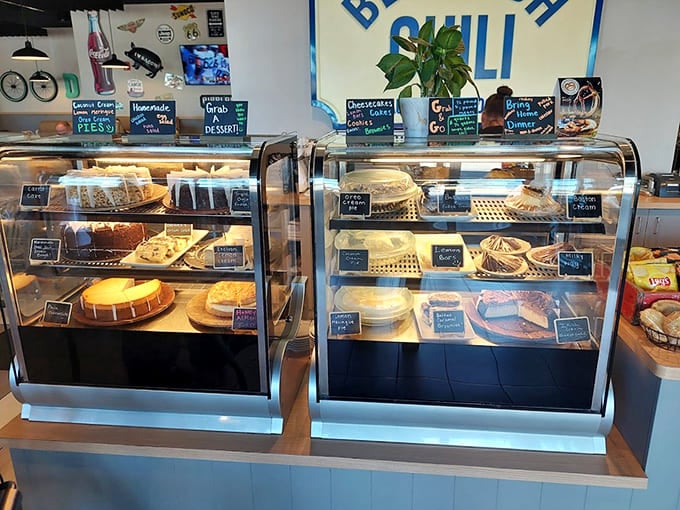 Save room for dessert because those cakes and pies are calling your name from their glass cases.