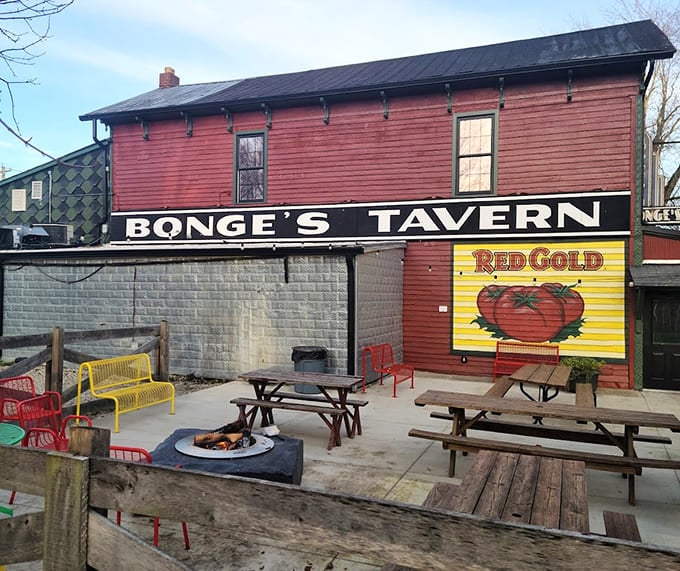 Outdoor seating with a fire pit for those perfect Indiana evenings when inside just won't cut it anymore.