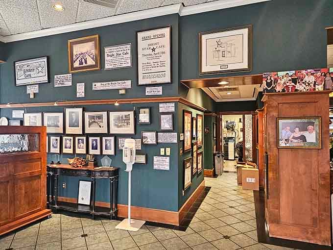 Historic photos and memorabilia covering the walls tell stories that span generations of satisfied diners and changing times.