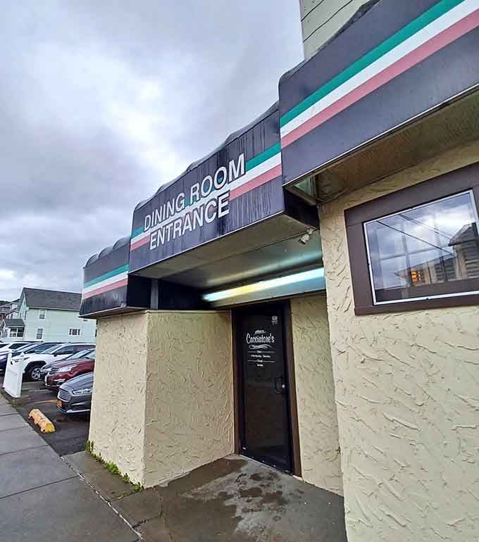 The entrance to your next favorite restaurant, clearly marked so you won't miss this hidden Southern Tier treasure.