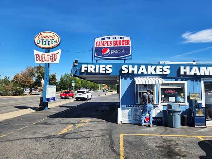 That classic walk-up window where countless students and travelers have placed orders that changed their entire day for the better.