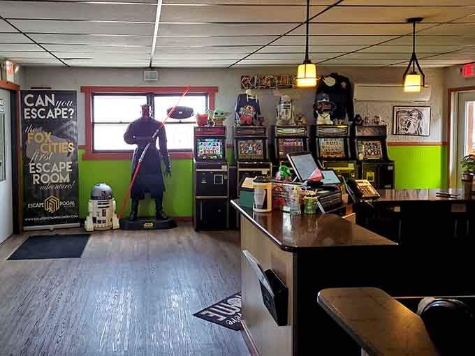 Life-size characters greet you at the entrance, setting the tone for a meal that's anything but ordinary or boring.