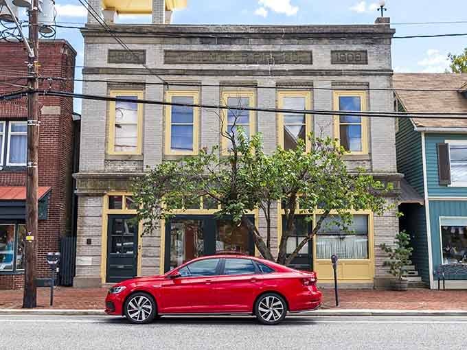 Downtown buildings wear their history proudly, no fake colonial makeovers required for authenticity here.