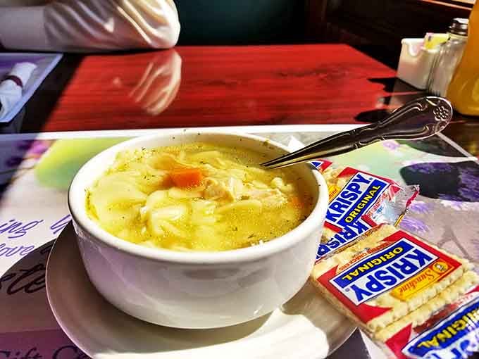 Chicken soup that could heal whatever ails you&mdash;golden broth, tender chunks of meat, and vegetables that haven't surrendered all their texture.