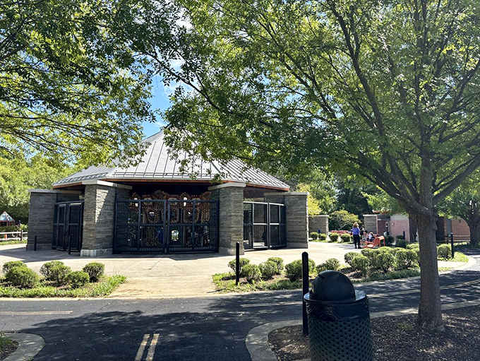 The carousel building stands ready to transport riders into a world of painted horses and spinning wonder.
