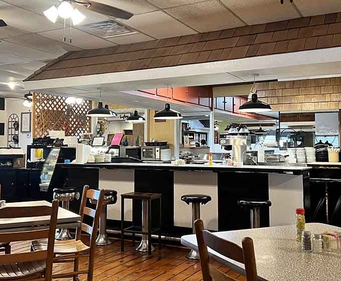 Counter seating facing the kitchen is where the real action happens, like having front row seats to deliciousness.