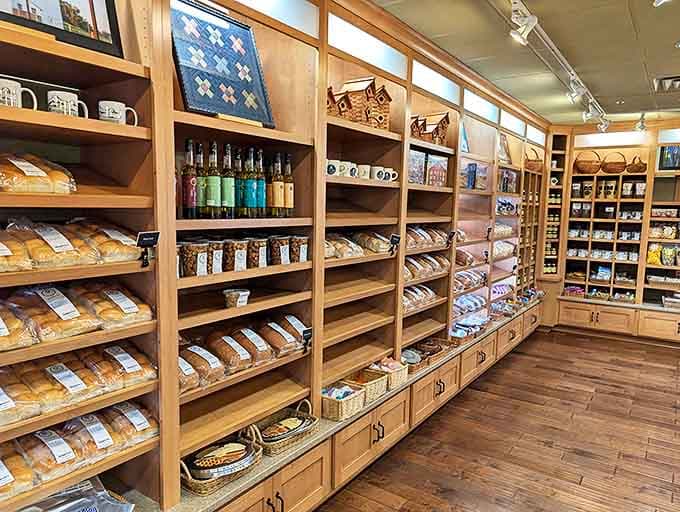 Shelves stocked with homemade noodles, jams, and baked goods tempt you to take home a little piece of paradise.
