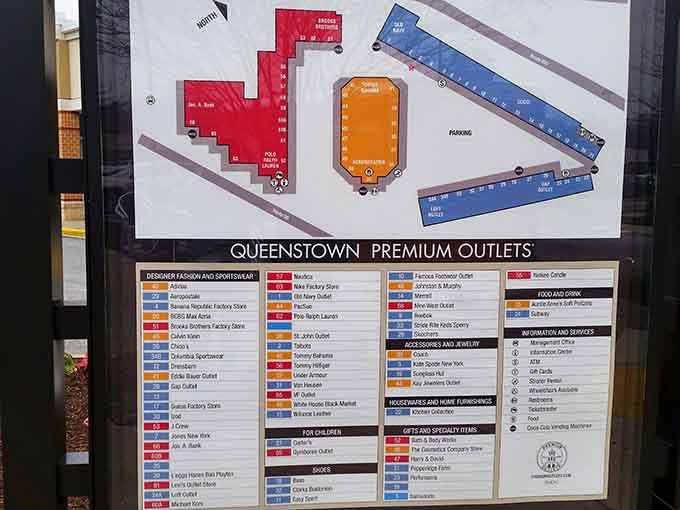The strategic battle map of Queenstown Premium Outlets, where shoppers plot their retail conquests with the precision of Napoleon.
