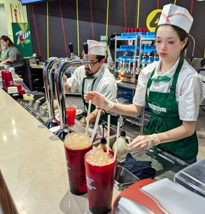 Frosty's Soda Shop serves up cold drinks with vintage flair, where modern visitors can taste history one refreshing sip at a time.