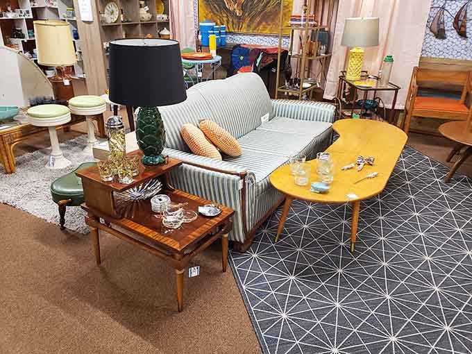That perfect mid-century living room setup you've been dreaming about since watching Mad Men marathons.