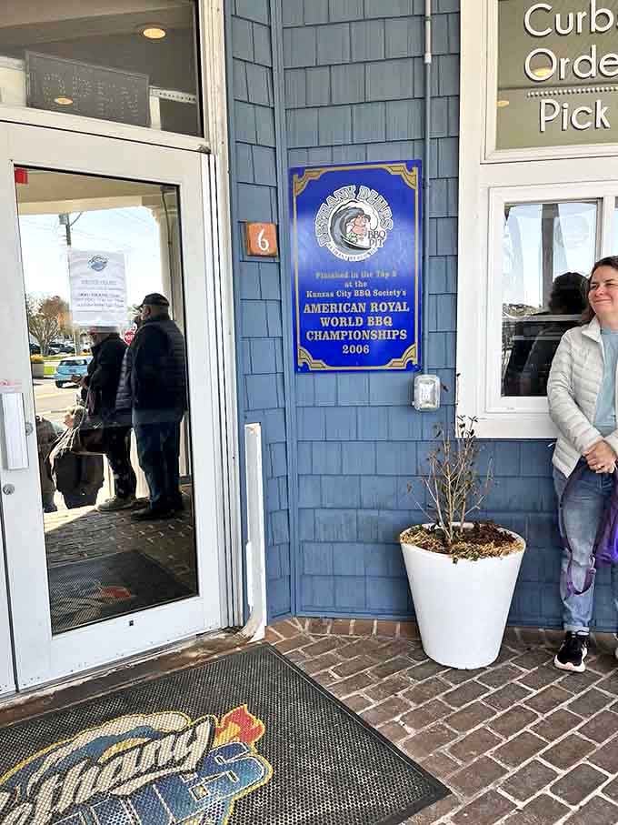 A plaque by the entrance proudly displays their American Royal World BBQ Championships recognition &ndash; these folks aren't just playing at barbecue, they're competing.