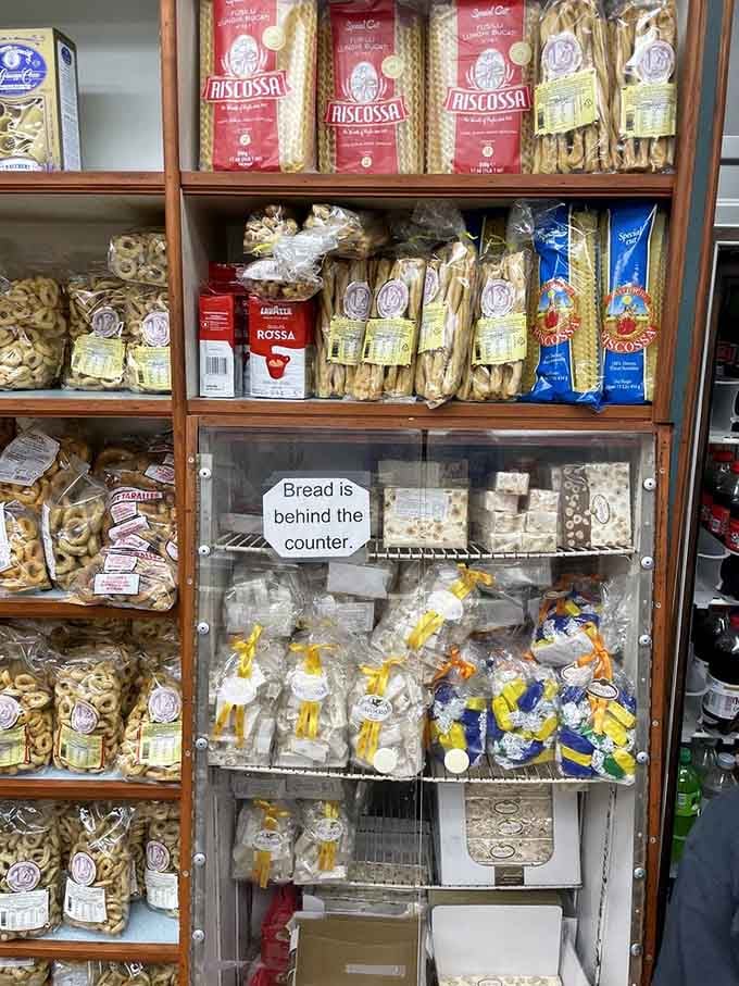 Shelves stocked with Italian imports for when you want to pretend you can recreate this magic yourself.