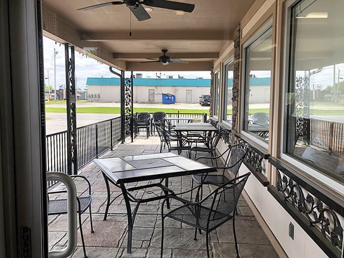 Outdoor seating provides a peaceful alternative when the weather cooperates and your schedule allows lingering.