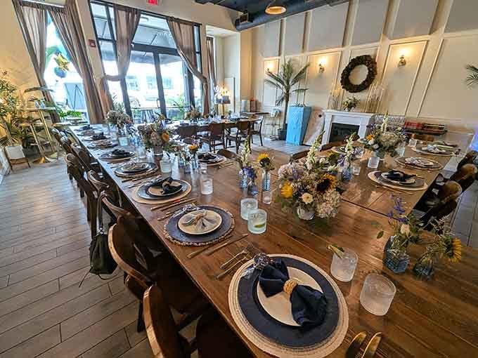 A private dining space ready for celebrations, proving this restaurant can handle everything from casual dinners to special occasions.
