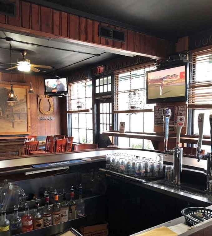 Looking toward the exit reveals the full length of this narrow space, maximizing every precious inch.