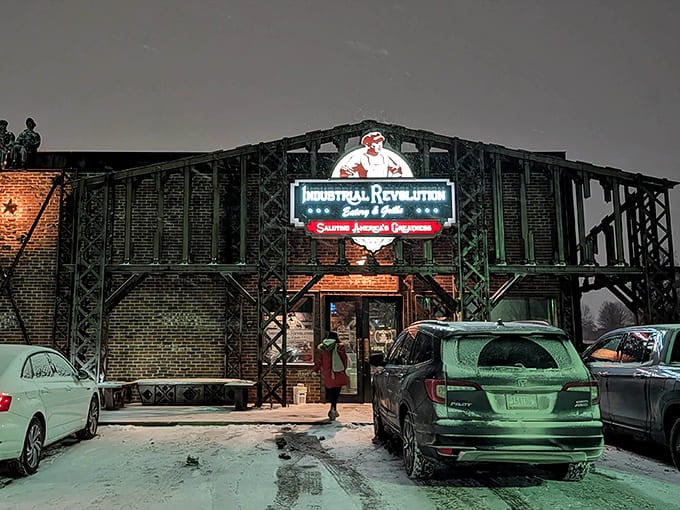 Even winter can't diminish the architectural drama of this place, standing proud like a delicious fortress against the cold.