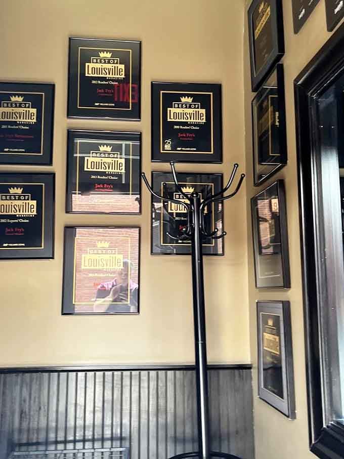 Those "Best of Louisville" awards aren't just decorating the wall, they're documenting decades of culinary excellence and community love.