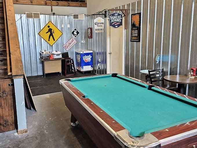 A pool table in the back means you can work off your meal without actually burning any calories.