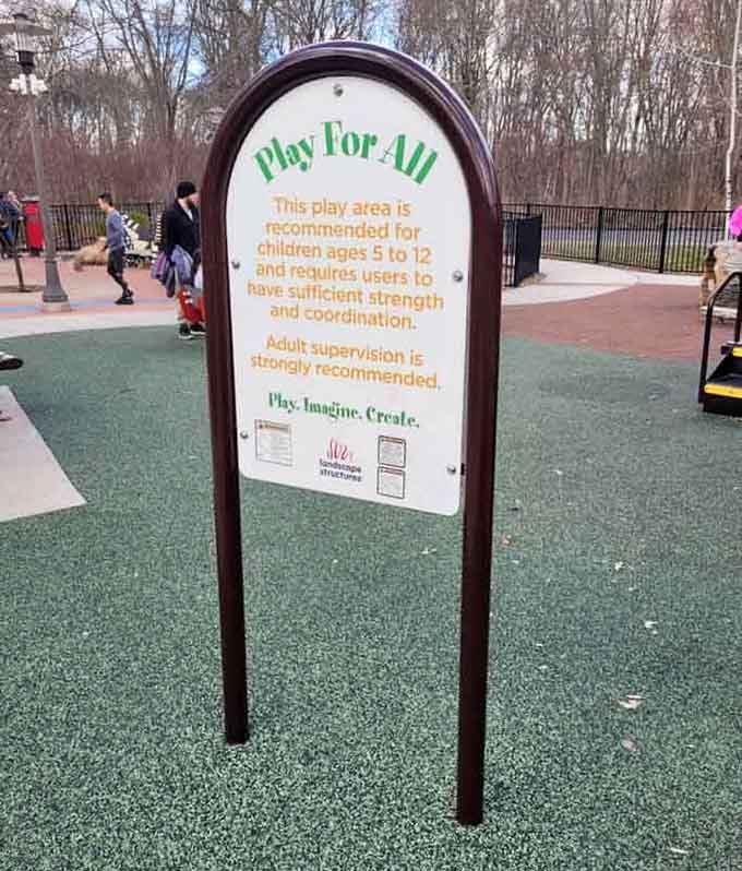 Clear signage helps everyone understand the play areas, because communication makes inclusion work better for all.