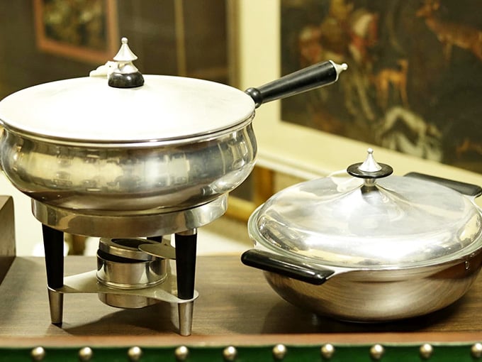 These vintage chafing dishes have served more fancy hors d'oeuvres than a lifetime of cocktail parties – just add cheese puffs!