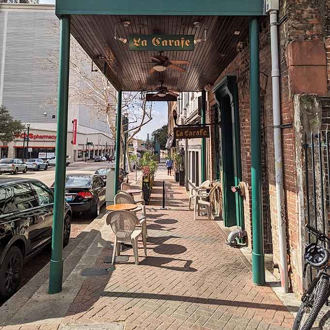 The patio entrance welcomes you to step back in time without needing a DeLorean or flux capacitor.