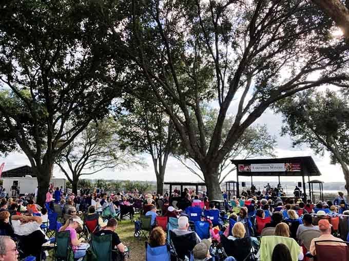 Live music under the oaks with wine in hand creates the kind of afternoon that makes you forget you ever had a to-do list.