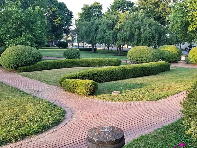 These sculpted hedges and brick pathways demonstrate that landscaping was serious business for the well-to-do Victorian set.