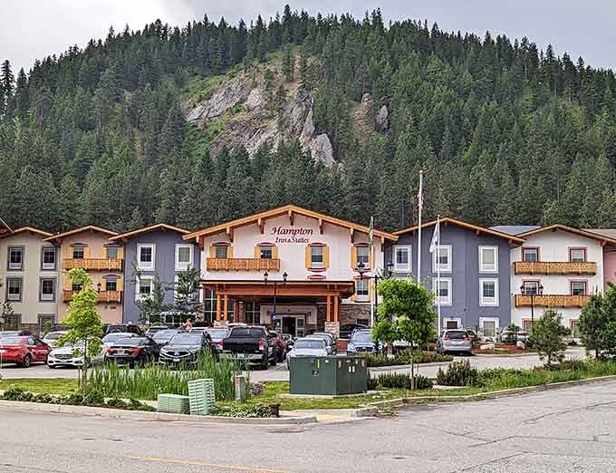 Even chain hotels embrace the theme here, proving that Leavenworth's commitment to Bavaria is absolutely non-negotiable.