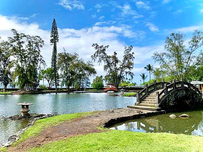 The Japanese gardens at Liliuokalani Park feature traditional footbridges and lanterns, creating a serene escape from everyday life.