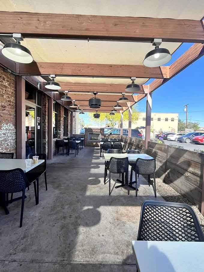 Outdoor patio seating for those perfect Arizona days when fried chicken tastes even better in sunshine.
