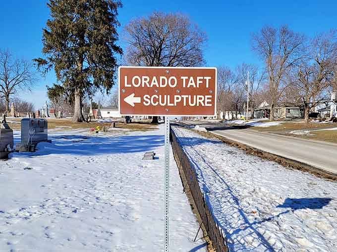 Lorado Taft Sculpture points toward local culture, because even small towns appreciate art that doesn't require a pretentious explanation.