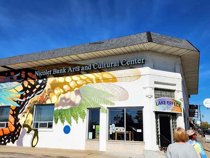 The arts center's butterfly mural brings color to downtown, showing small towns can have big creative spirits too.