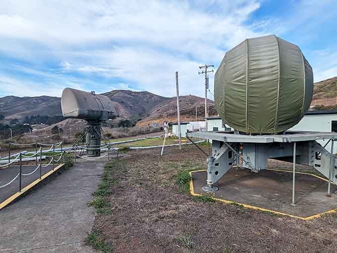 Radar equipment sits ready on its platform, the eyes that would have watched California skies for incoming threats.