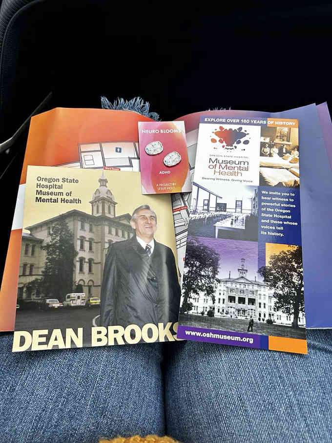 Informative brochures help visitors process what they've seen and continue learning about mental health history beyond the museum.